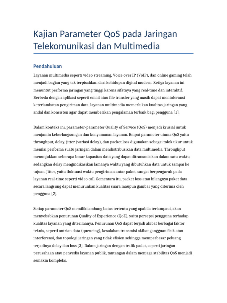 Analisis Parameter QoS Jaringan Multimedia | PDF