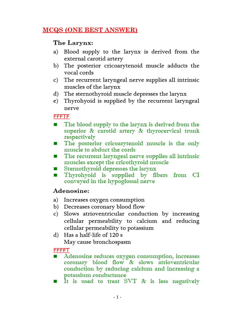 Medical MCQs with Explanations | PDF | Larynx | Diabetes