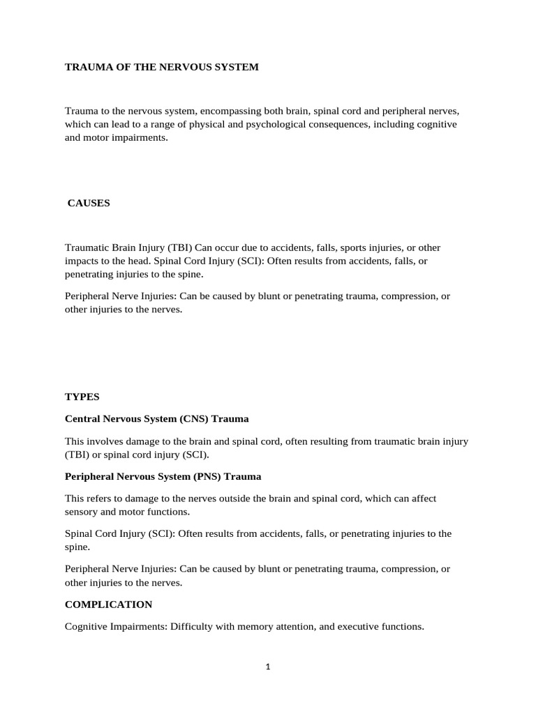 Trauma of The Nervous System - 060733 | PDF | Brain Tumor | Central ...