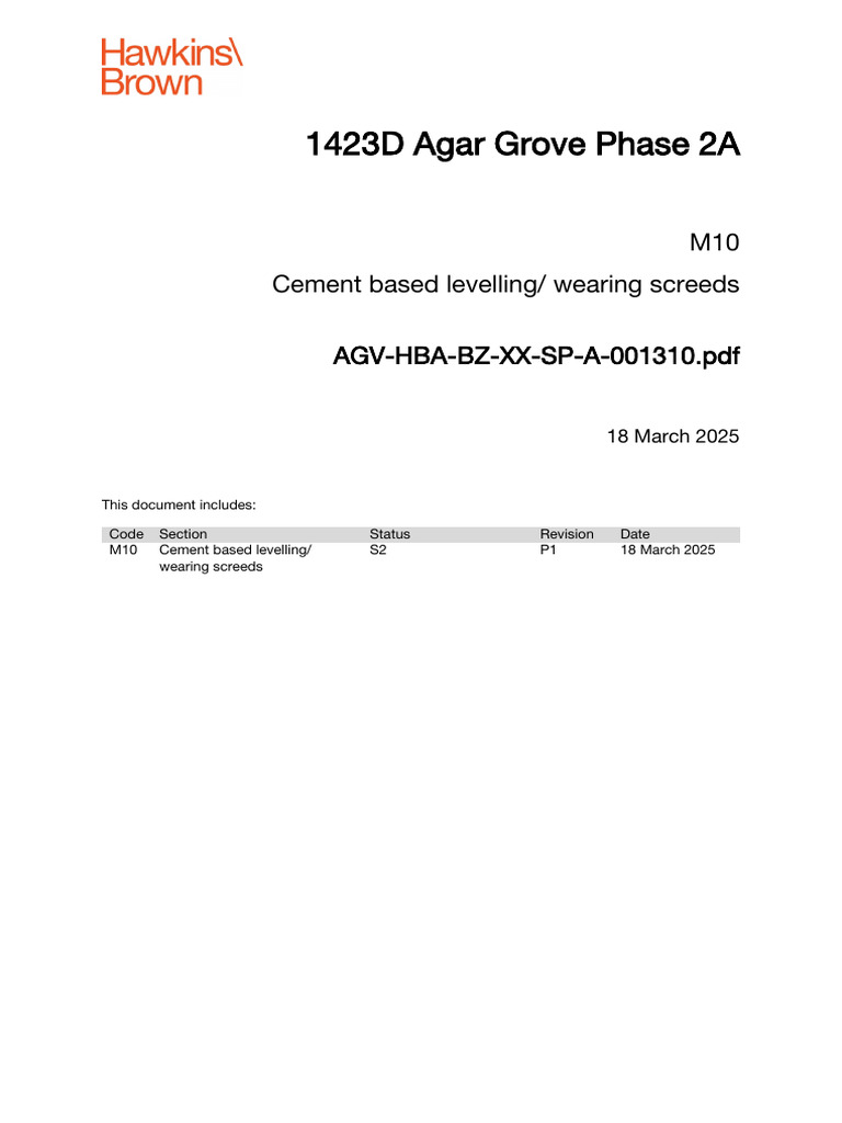 AGV-HBA-BZ-XX-SP-A-001310-M10 Cement baed levelling wearing screeds ...