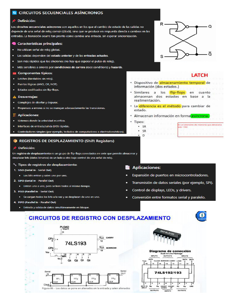 CIRCUITOS SECUENCIALES ASINCRONOS Y RESGISTRO DE DESPLAZAMIENTO | PDF