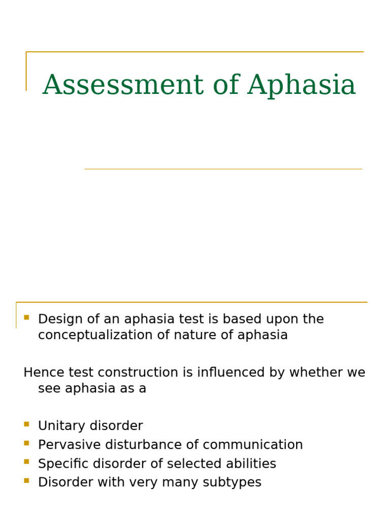 Assessment of Aphasiajjjjj Sha | PDF | Aphasia | Cognitive Science