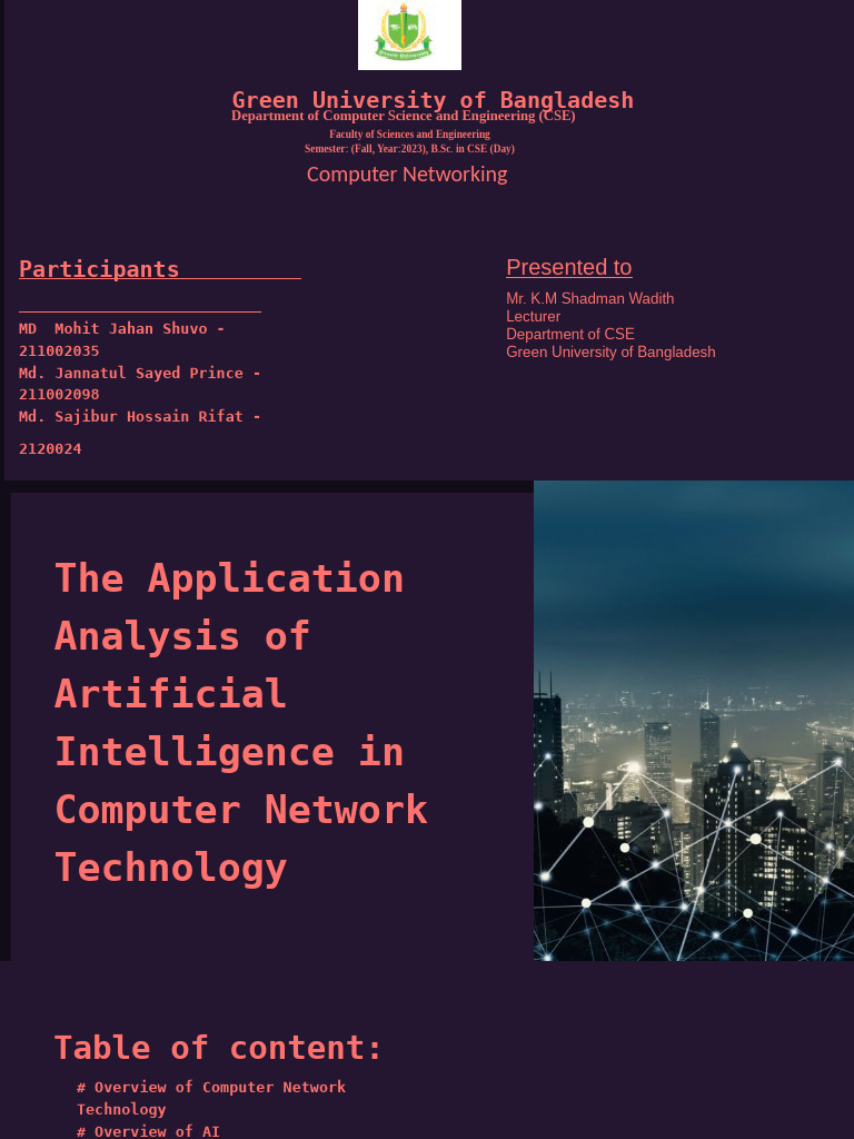The Application Analysis of Artificial Intelligence in Computer Network Technology | PDF ...