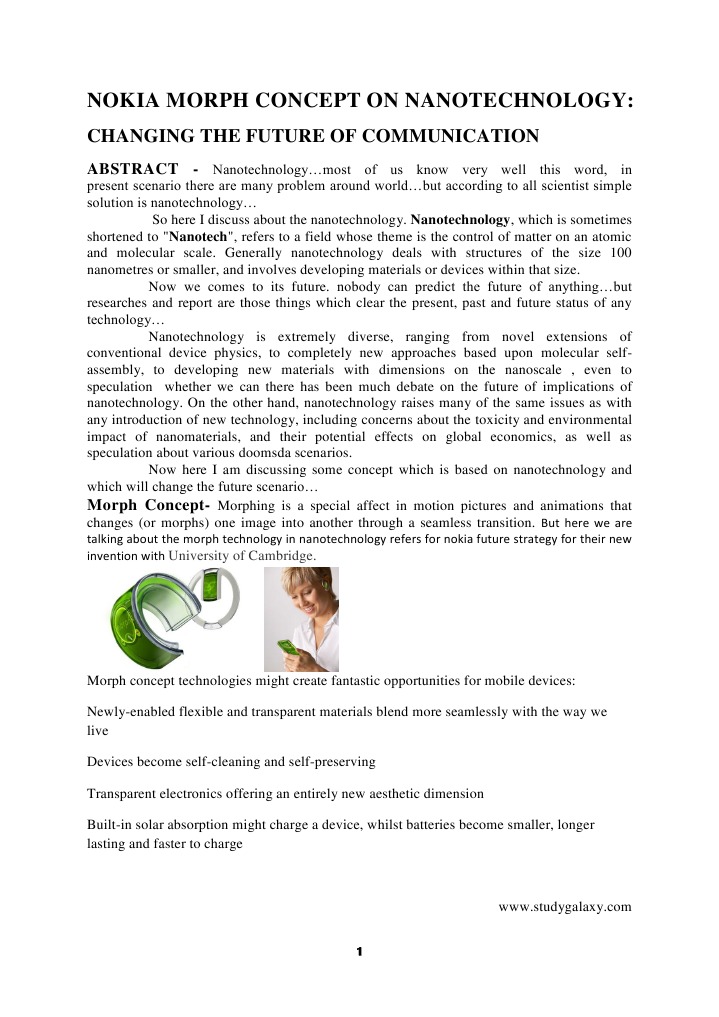 Nokia Morph: Nanotech's Future in Mobile | PDF