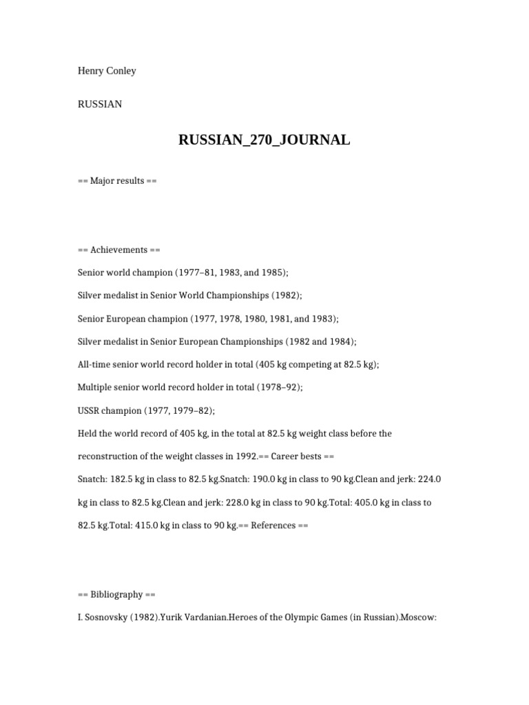 Russian 270 Journal | PDF