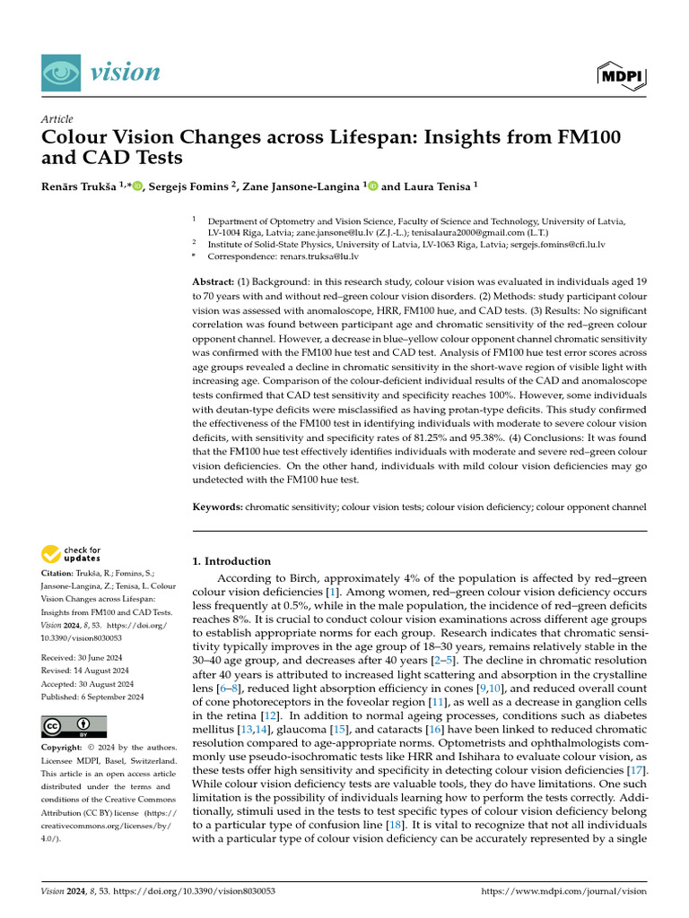 Colour Vision Changes Across Lifespan Insights Fro | PDF | Color ...