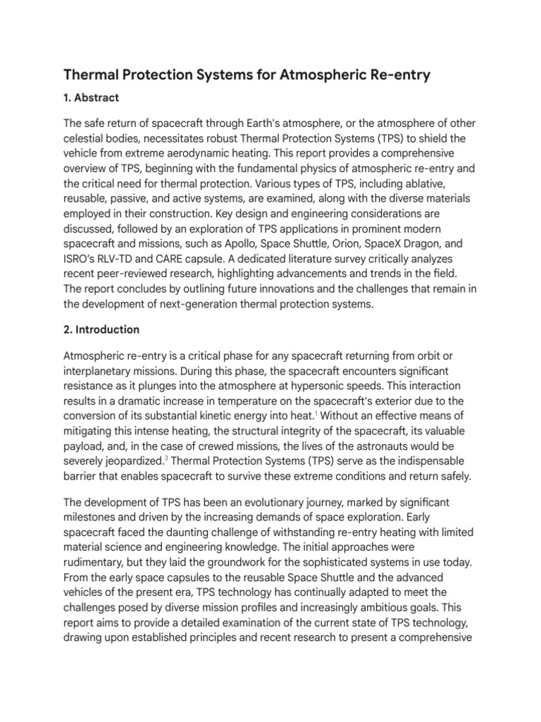 TPS Report - Deep Research Generation | PDF | Atmospheric Entry | Space ...