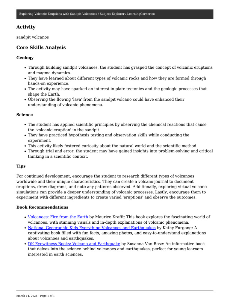 Learning Through Sandpit Volcanoes | PDF
