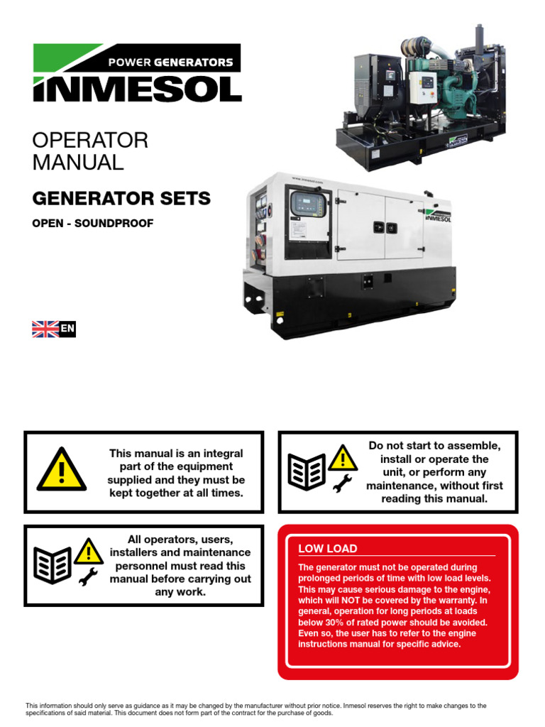 Inmesol Generator Operator Manual | PDF