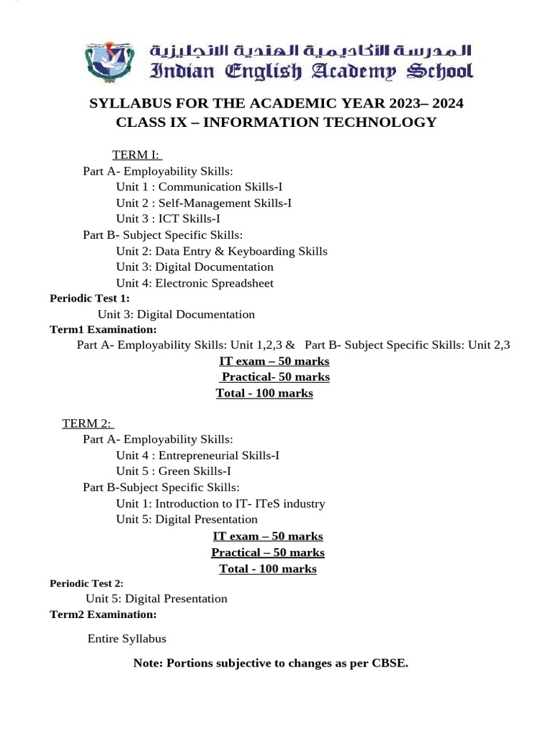IEAS W IX IT 2023-2024 | PDF