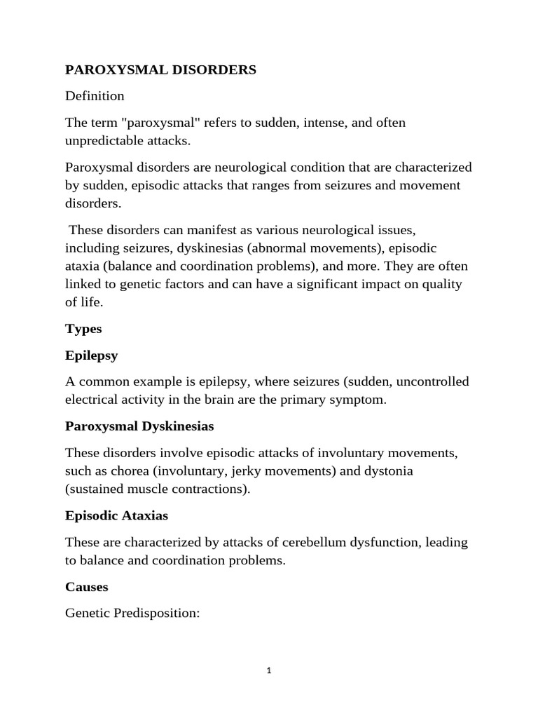 Paroxysmal Disorders - 070548 | PDF | Neurological Disorders | Physical ...