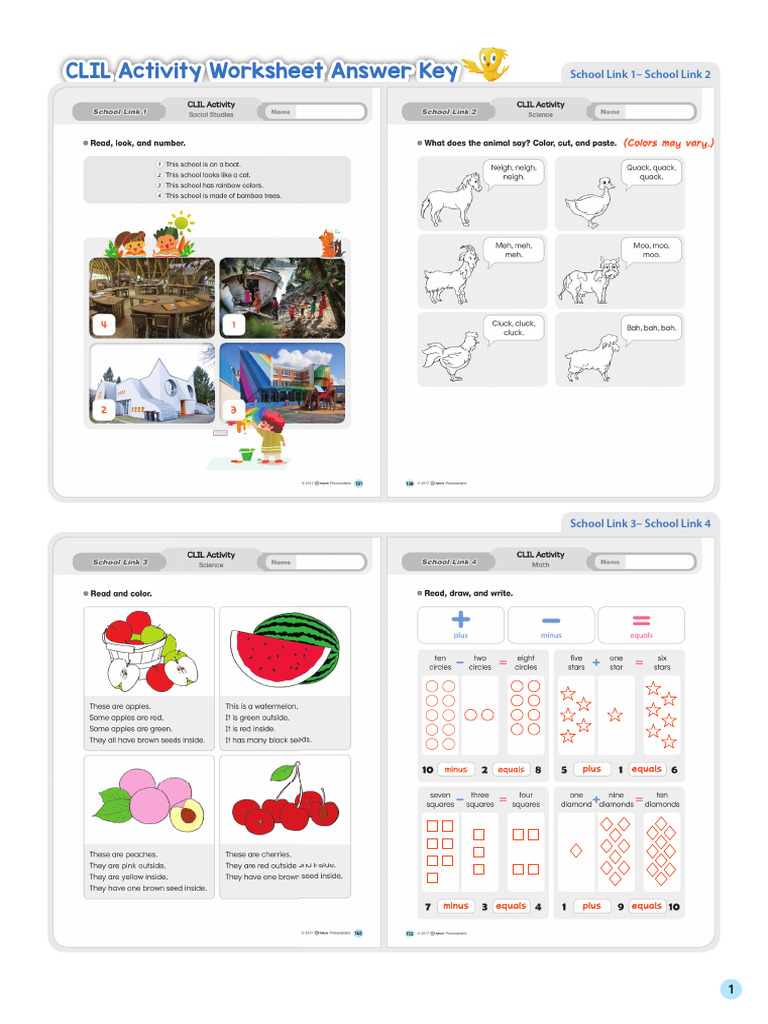 HiH 1 - CLIL Activity Worksheet - Answer Key | PDF