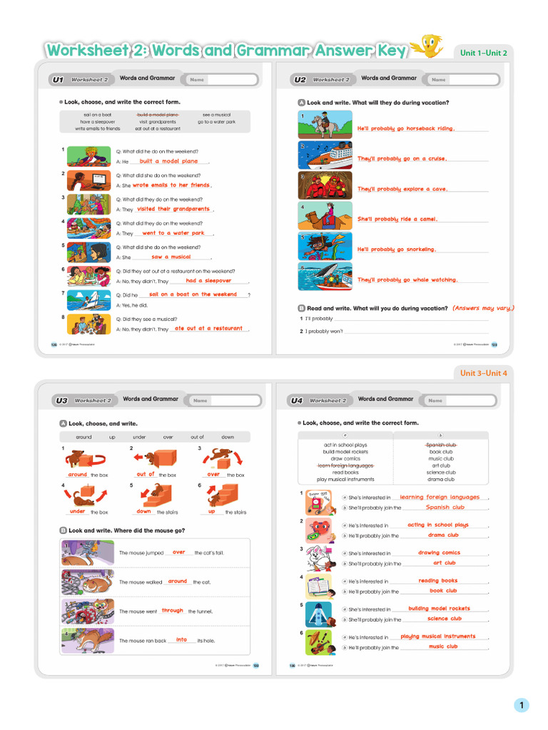 HiH 6 - Words and Grammar - Answer Key | PDF