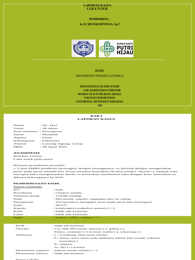 Laporan Kasus Luka Tusuk Forensik | PDF