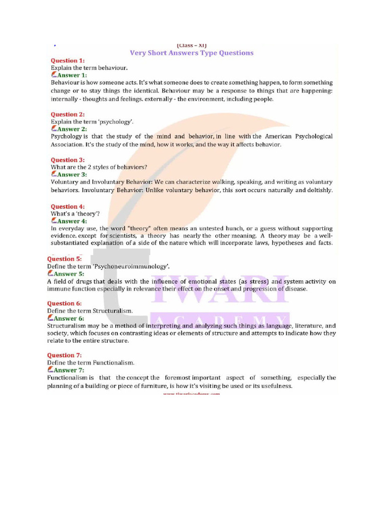 Xi Chap 1 Questions Bank | PDF