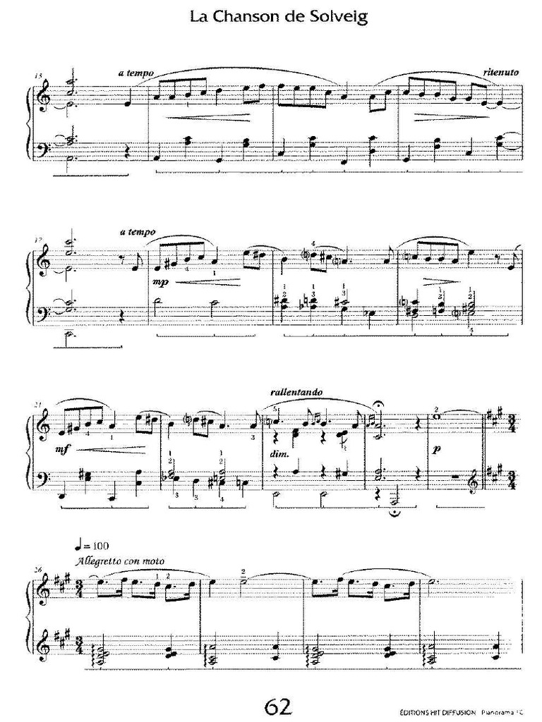 La Chanson de Solveig E. Grieg-2 | PDF