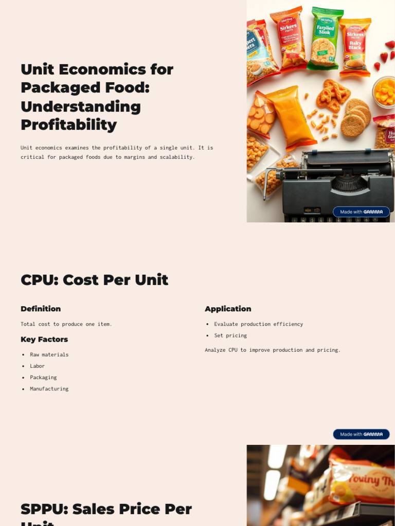 Unit Economics For Packaged Food Understanding Profitability | PDF ...
