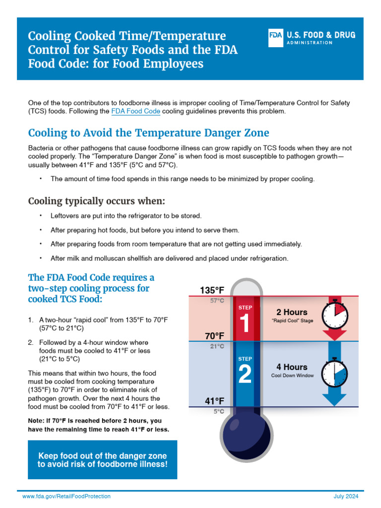 Cooling Cooked Time/Temperature Control For Safety Foods and The FDA ...