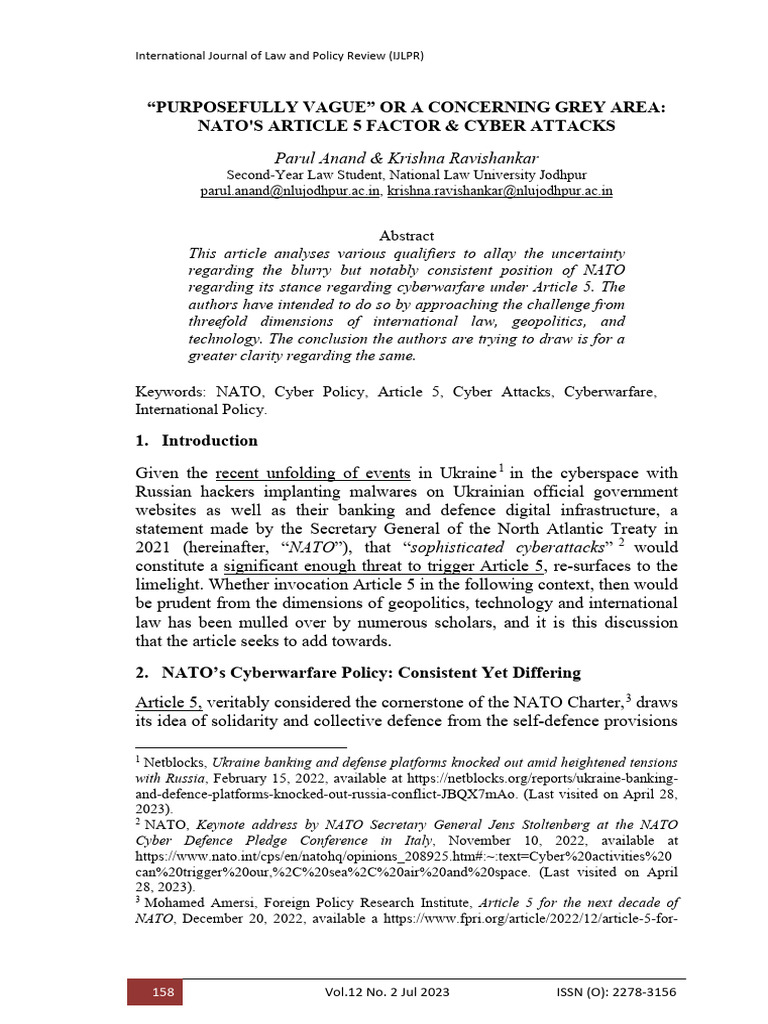 _Purposefully Vague_ or a Concerning Grey Area | PDF | Cyberwarfare ...