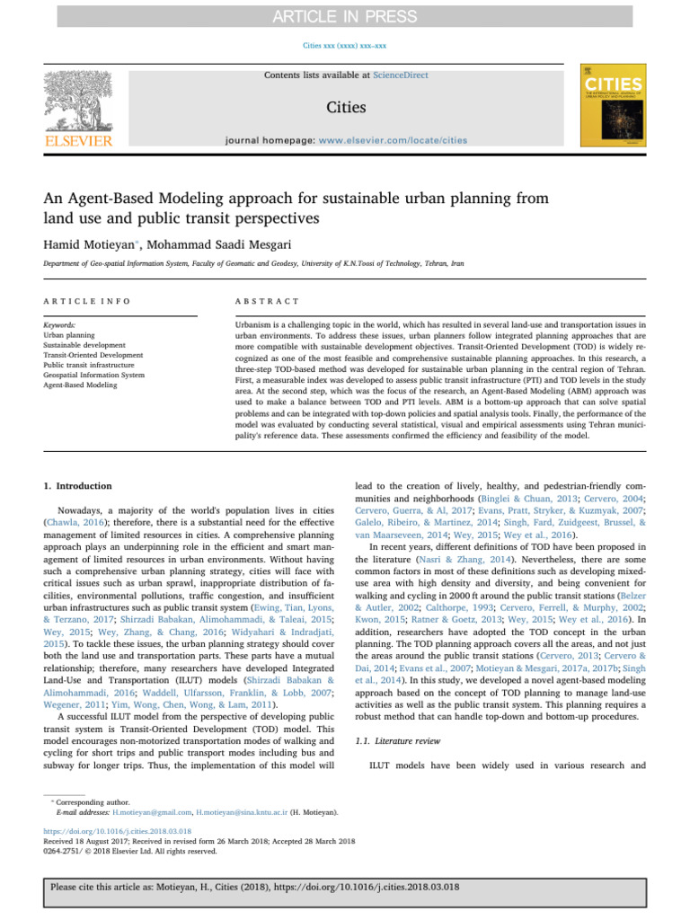 Agent-Based Modeling for TOD Planning | PDF | Agent Based Model ...