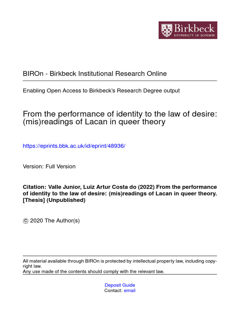 Thesis Submission-Ready | PDF | Jacques Lacan | Psychoanalysis