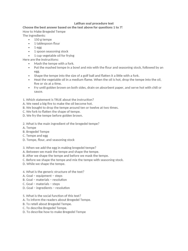 Contoh Soal Procedure Text | PDF