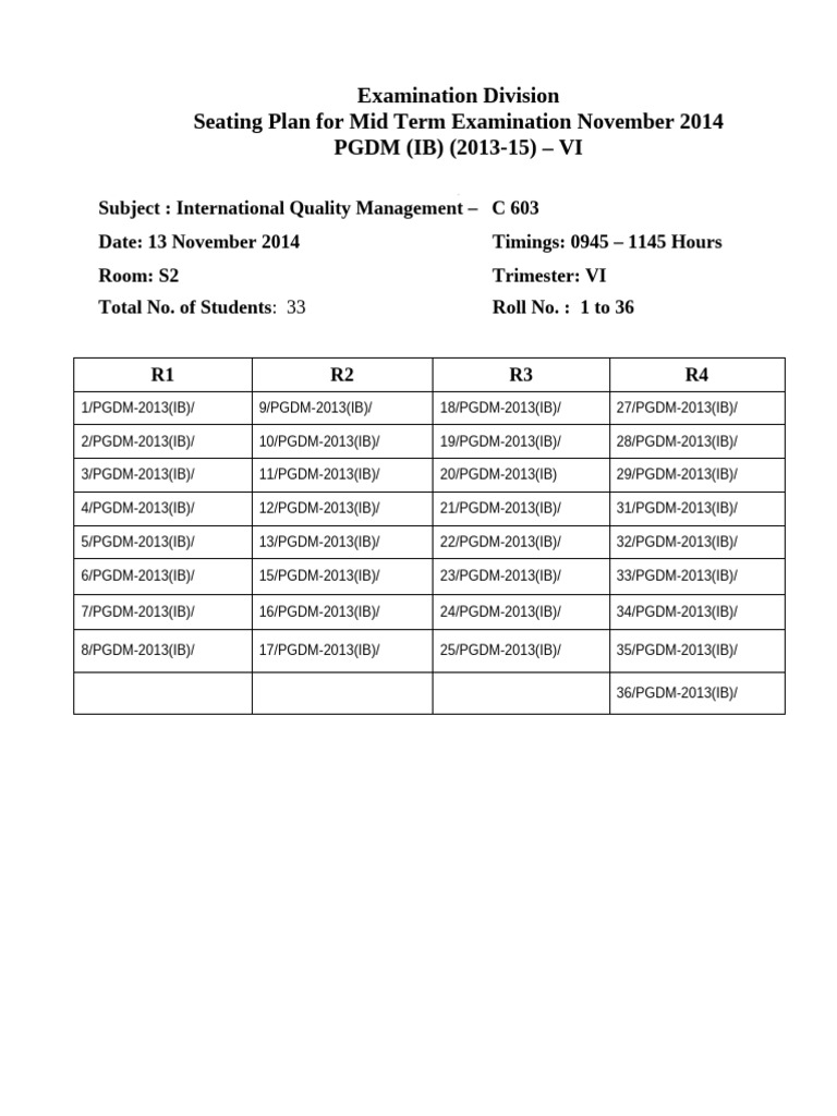 Seating Plan | PDF