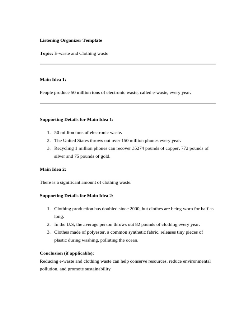 Listening Organizer Template | PDF