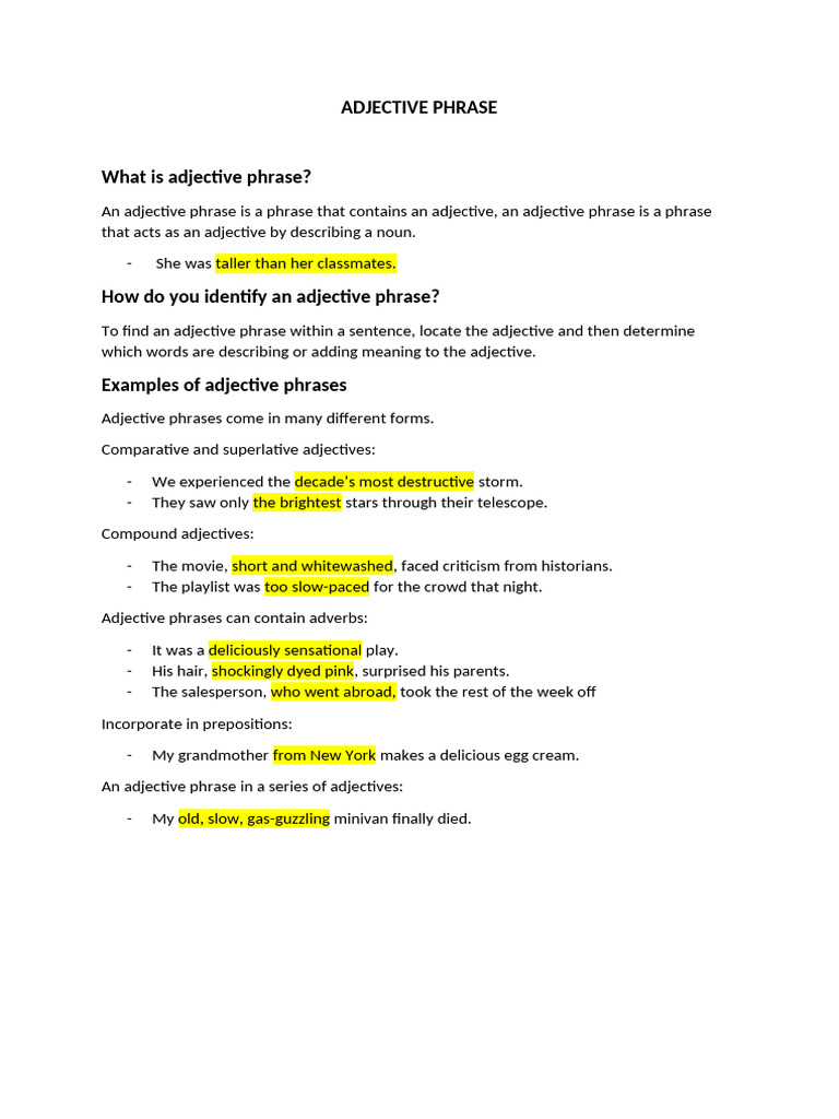 Adjective Phrase | PDF