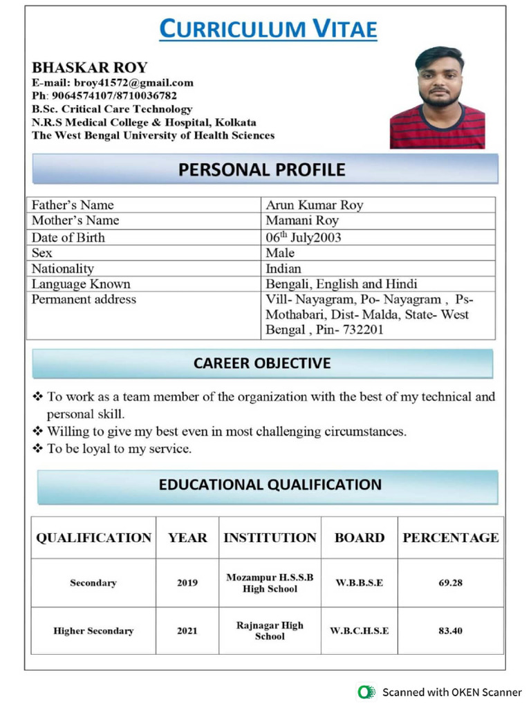 Bhaskar - CV NRS | PDF