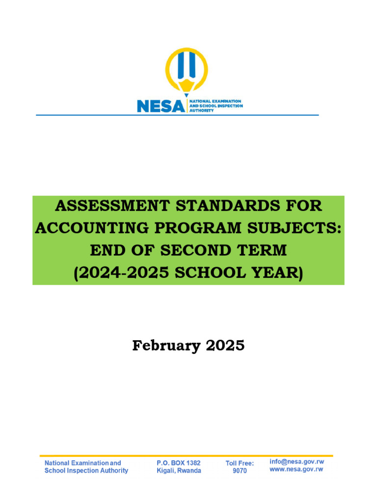 ACC Assessment Standards 2024-2025 Term II Signed | PDF | Expense | Budget