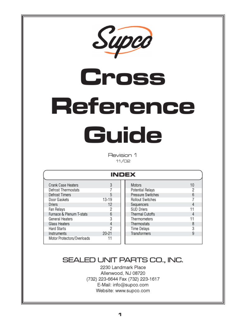 Sealed Unit Parts Cross Reference Guide | PDF | Electrical Engineering | Manufactured Goods