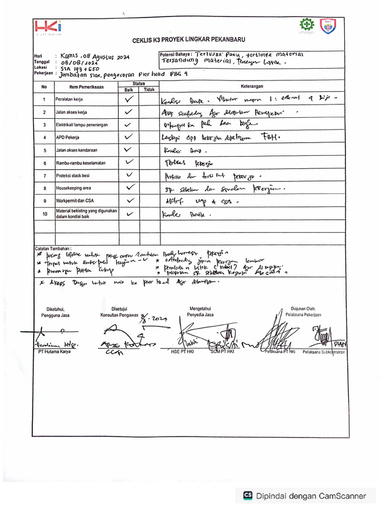 Ceklist k3 Pra Pengecoran Pier Head PBG 4 Sisi R | PDF