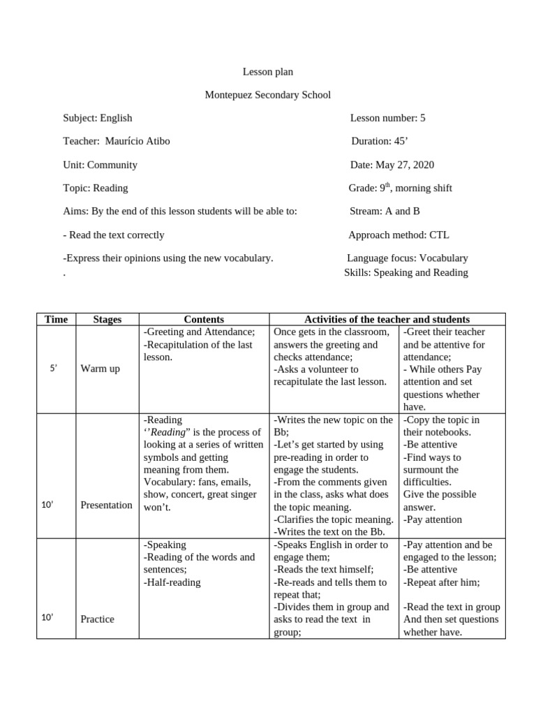 Lesson Plan For Microteaching | PDF | Lesson Plan | Human Communication