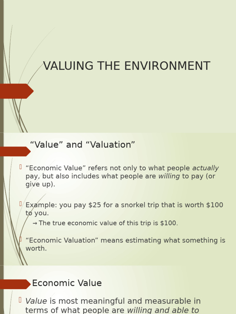 Non-Market Valuation of Environmental Goods | PDF | Valuation (Finance ...