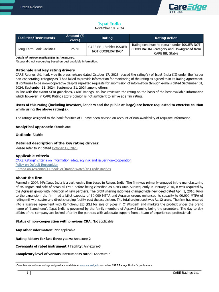 Ispat India | PDF | Banks | Financial Markets