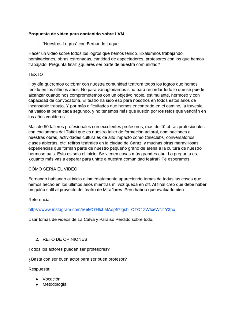 Video de Agradecimiento LVM | PDF