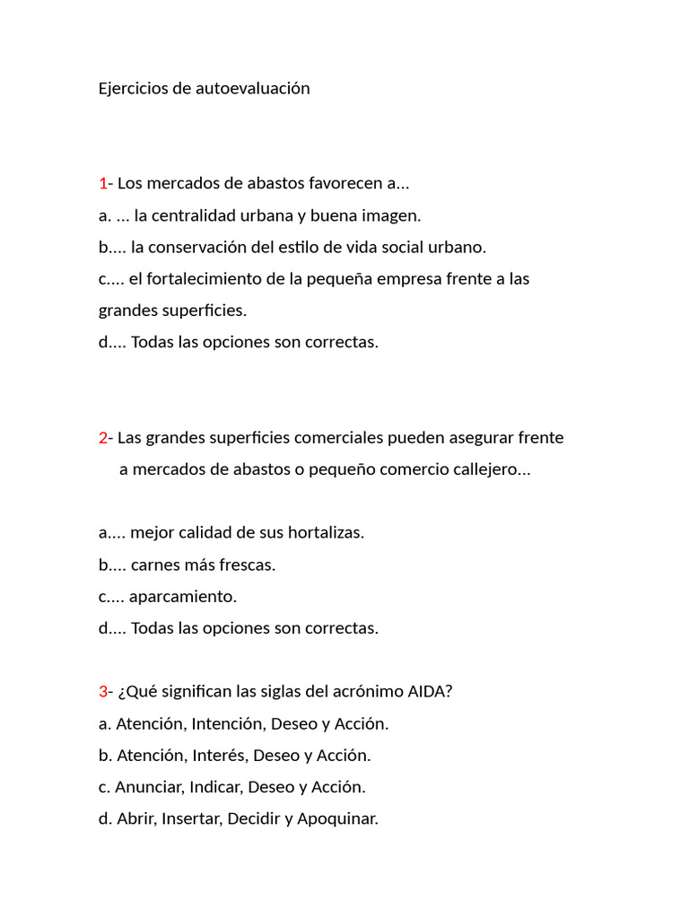 Ejercicios de Autoevaluación | PDF