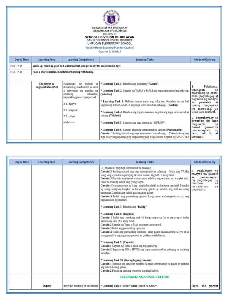 Grade 5-Whlp-Q1-W2-All-Subjects | PDF | Learning | Combustion
