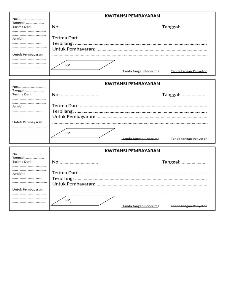 Kwitansi Pembayaran Kosong | PDF