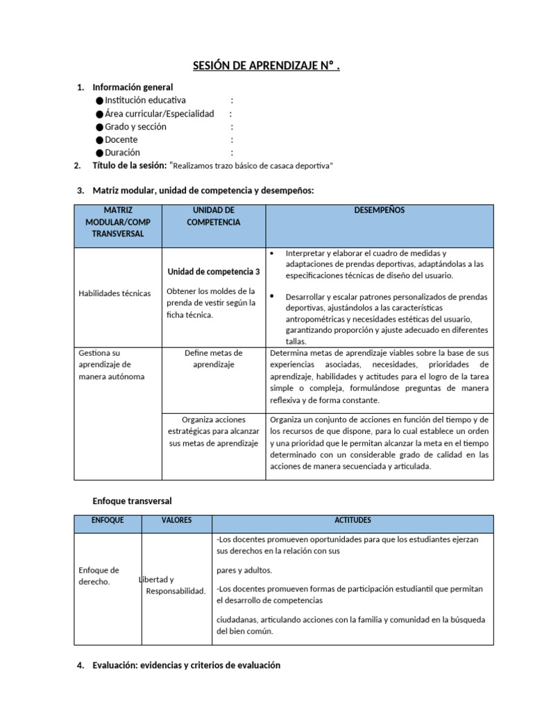 Sesion 6 Trazo Basico de Casaca Deportiva | PDF | Aprendizaje | Enseñando