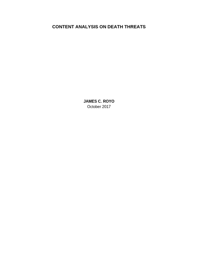 Content Analysis On Death Threats | PDF | Qualitative Research | Annotation