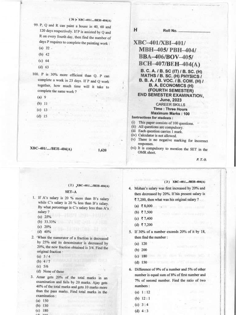 Bba406 - Endsem - 2023 - Jun - Seta 1 | PDF