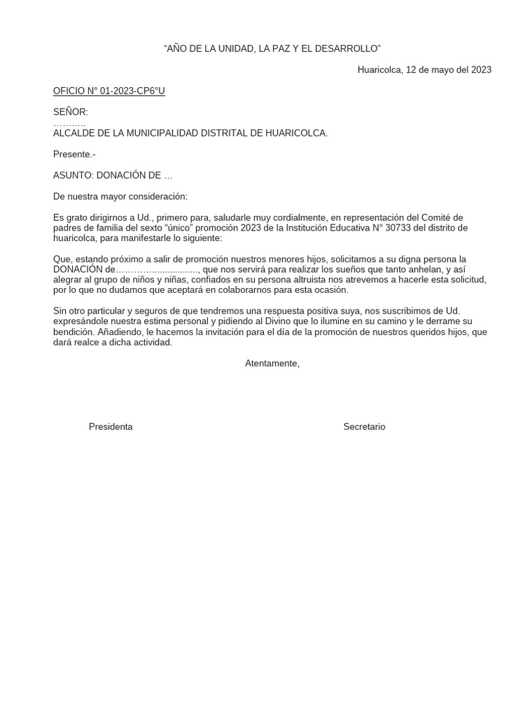 Solicitud de Donación para Promoción Escolar | PDF