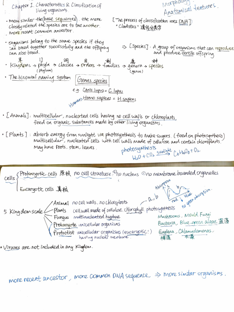 AS Biology Chapter 1, 9 Notes | PDF