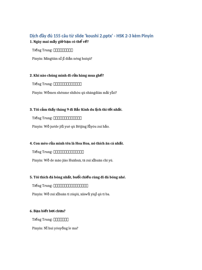 Dich HSK2-3 Full TheoFileGoc | PDF