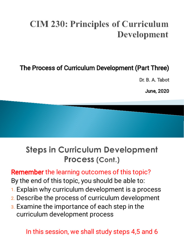 Part 3 Notes Process of Curriculum Development | PDF | Curriculum ...