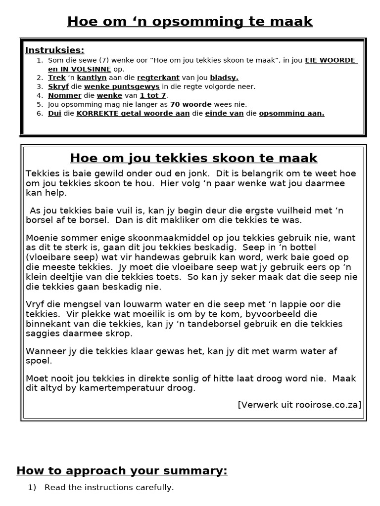 Hoe Om 'N Opsomming Te Maak | PDF