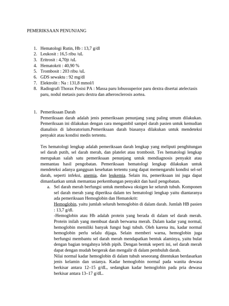 Pemeriksaan Penunjang | PDF