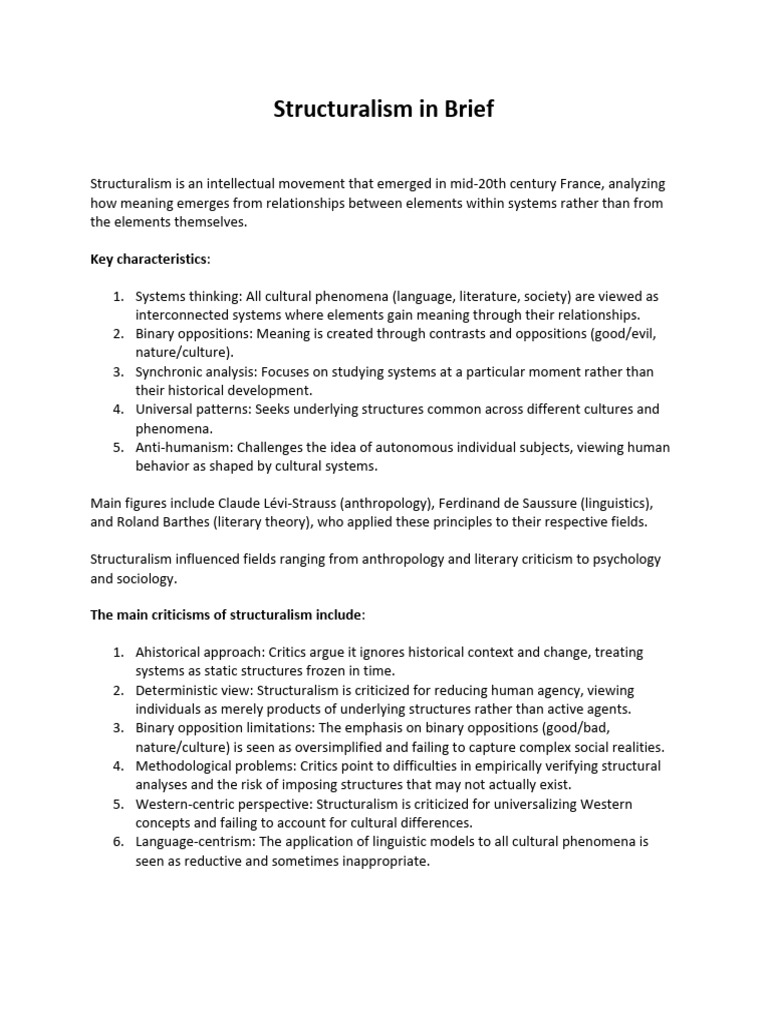 Overview of Structuralism Principles | PDF